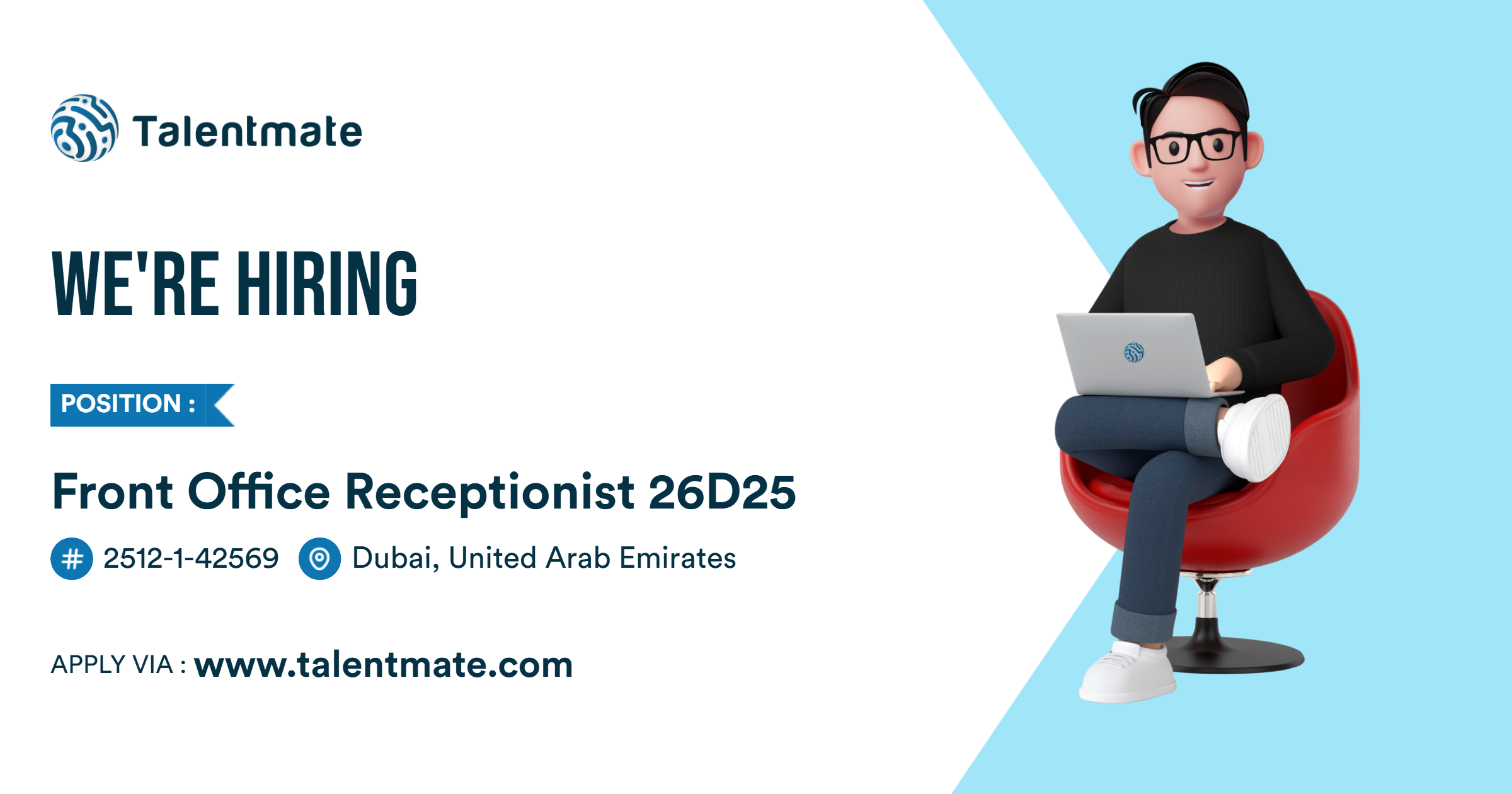 Front Office Receptionist 26D25 Jobs in Dubai, United Arab Emirates